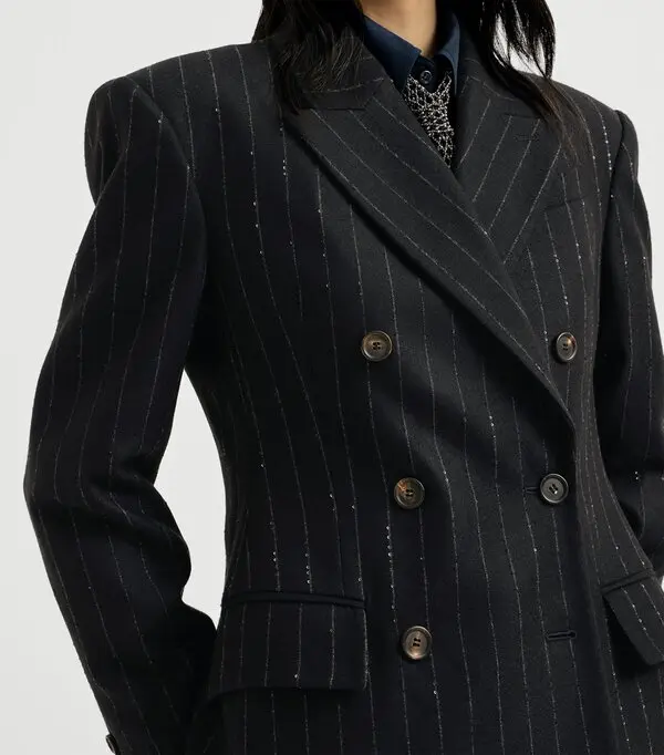 Brunello Cucinelli Virgin Wool-blend Sequin Pinstripe Blazer