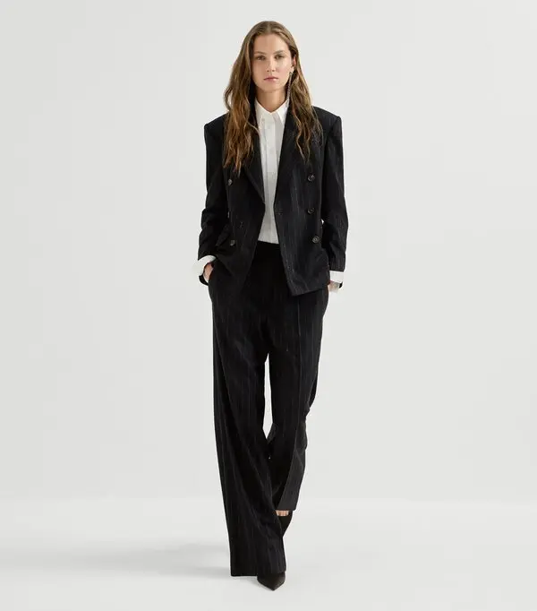 Brunello Cucinelli Virgin Wool-blend Pinstripe Trousers