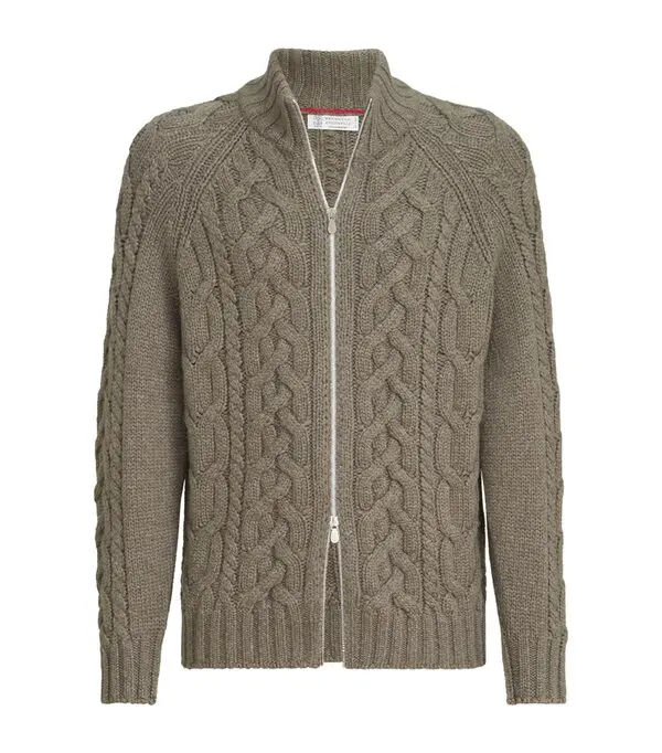 Brunello Cucinelli Cashmere Cable-knit Zip-up Cardigan