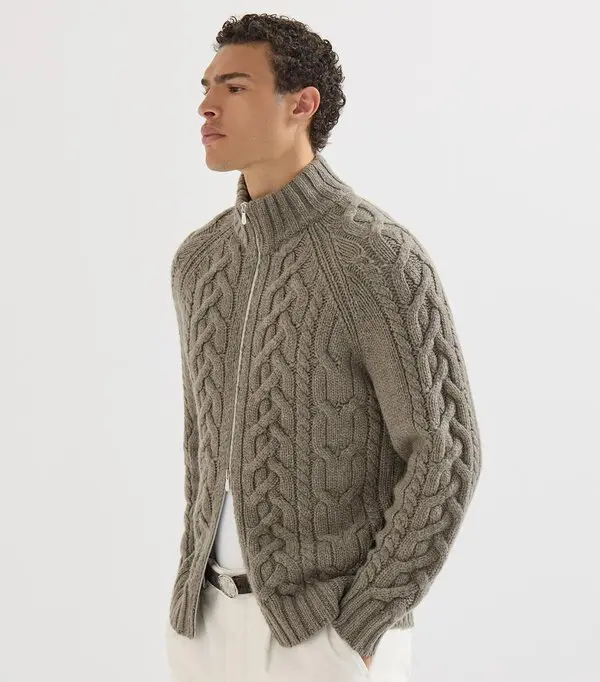 Brunello Cucinelli Cashmere Cable-knit Zip-up Cardigan