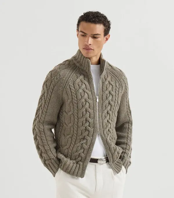 Brunello Cucinelli Cashmere Cable-knit Zip-up Cardigan