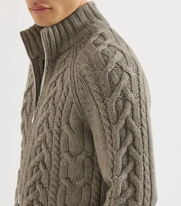 Brunello Cucinelli Cashmere Cable-knit Zip-up Cardigan