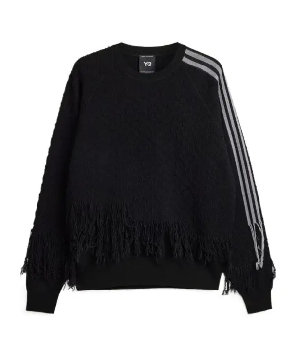 Y3 Knitted 3-stripes Fringy Sweater