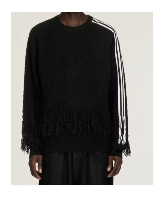 Y3 Knitted 3-stripes Fringy Sweater