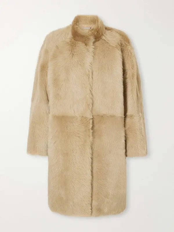 Nour Hammour Blaise Paneled Shearling Coat