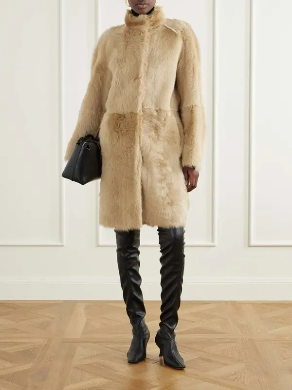 Nour Hammour Blaise Paneled Shearling Coat