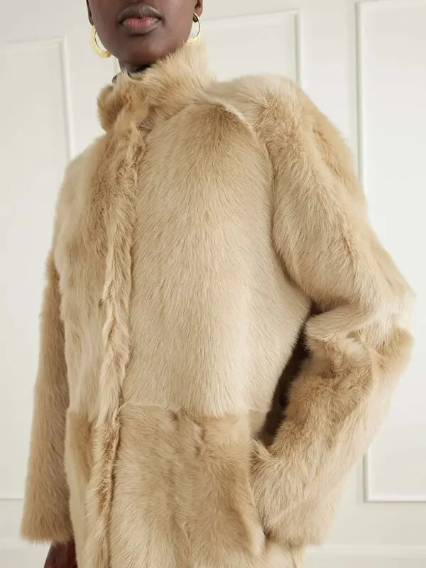 Nour Hammour Blaise Paneled Shearling Coat