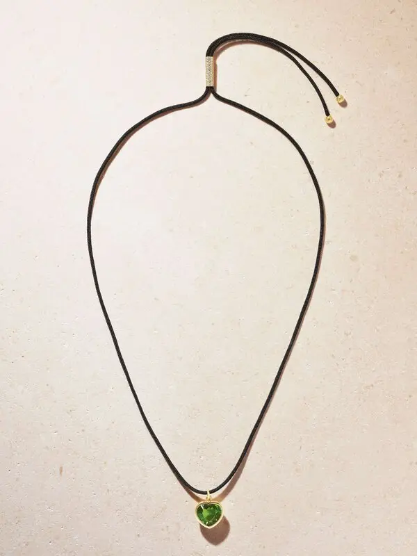 Ileana Makri Heart Of Gaia 18-karat Gold Tourmaline, Diamond And Cord Necklace - Green