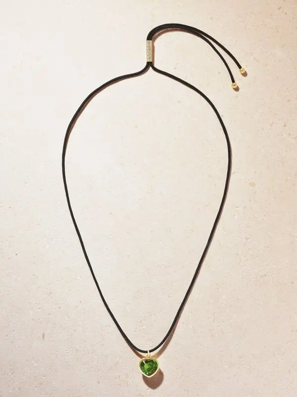 Ileana Makri Heart Of Gaia 18-karat Gold Tourmaline, Diamond And Cord Necklace - Green