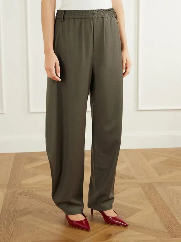Tibi Wool-blend Flannel Barrel-leg Pants