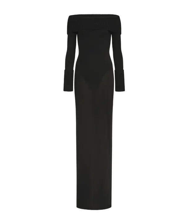 Alaïa Merino Off-shoulder Dress
