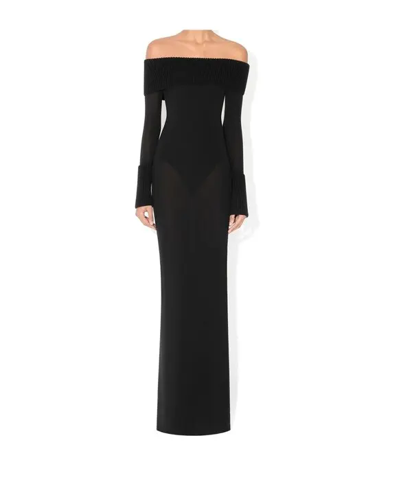 Alaïa Merino Off-shoulder Dress