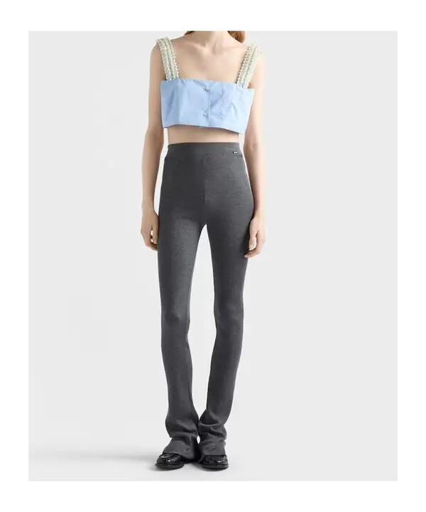 Prada Embroidered Poplin Crop Top