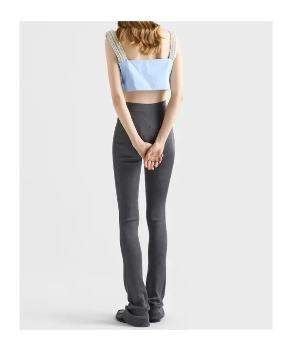 Prada Embroidered Poplin Crop Top
