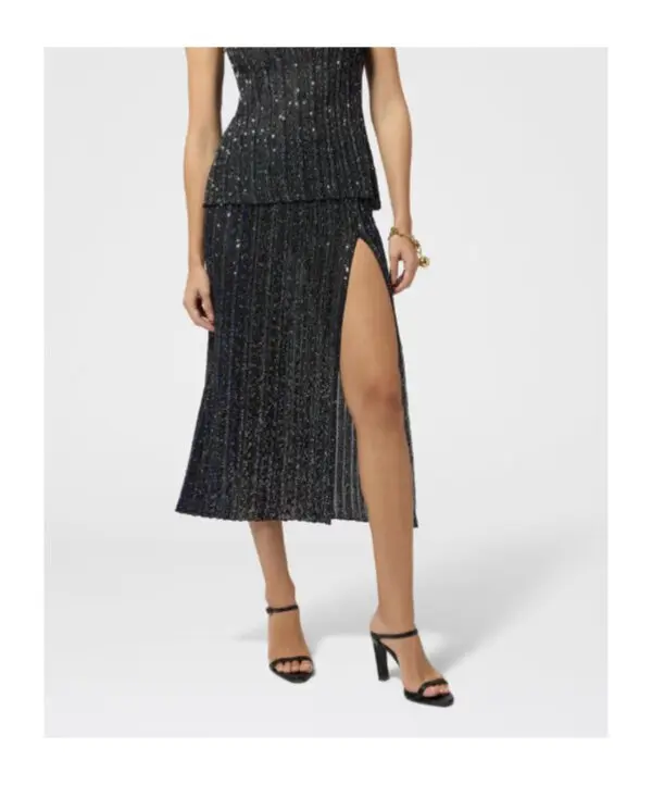 Missoni Sequin-embellished Side-slit Midi Skirt