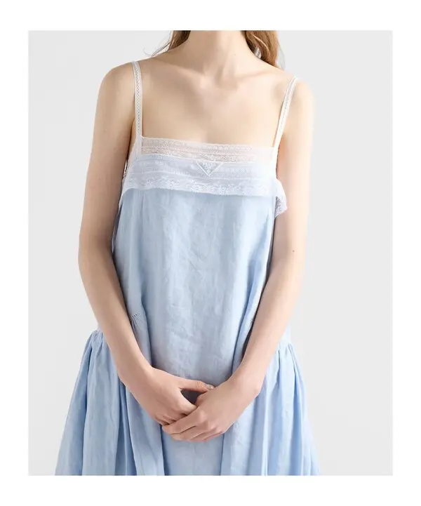 Prada Embroidered Linen Mini-dress