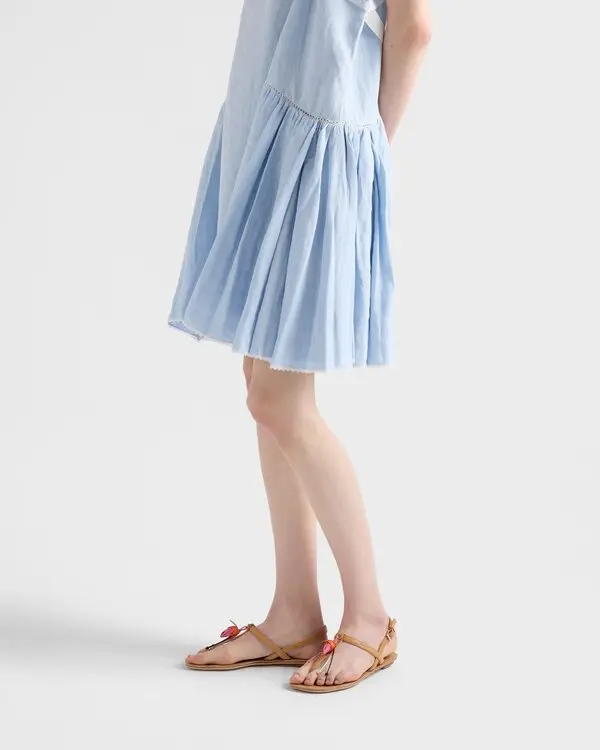 Prada Embroidered Linen Mini-dress