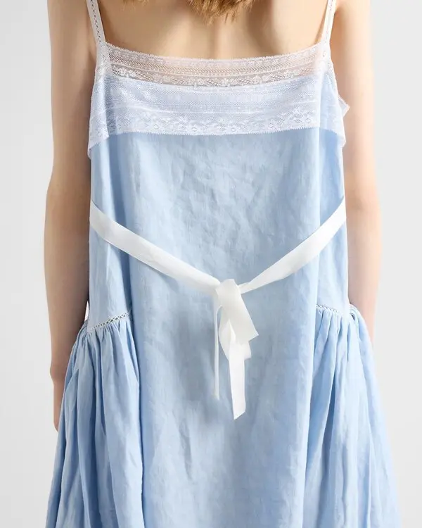 Prada Embroidered Linen Mini-dress