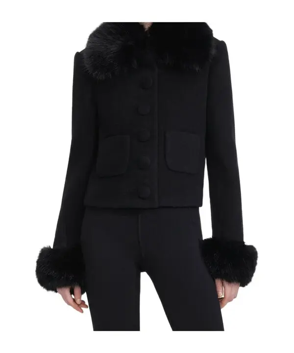 SELF-PORTRAIT Jacket With Fur Cuffs