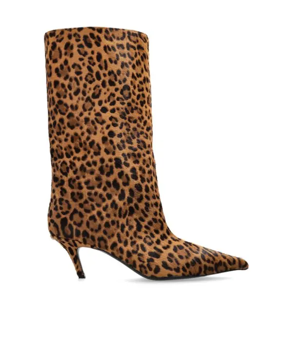 Amina Muaddi Fiona Leopard-print High-heeled Ankle Boots