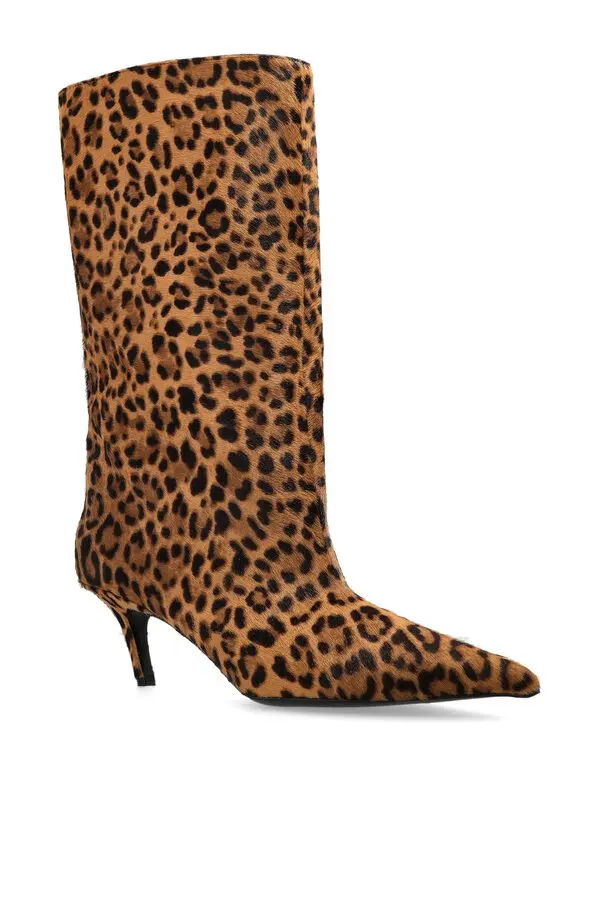 Amina Muaddi Fiona Leopard-print High-heeled Ankle Boots