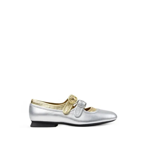 Camper Casi Myra Gray Leather Ballerinas For