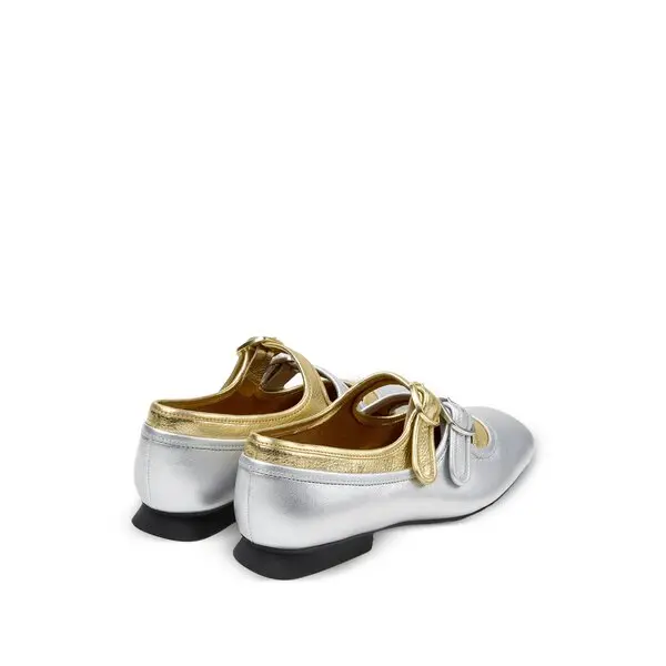 Camper Casi Myra Gray Leather Ballerinas For