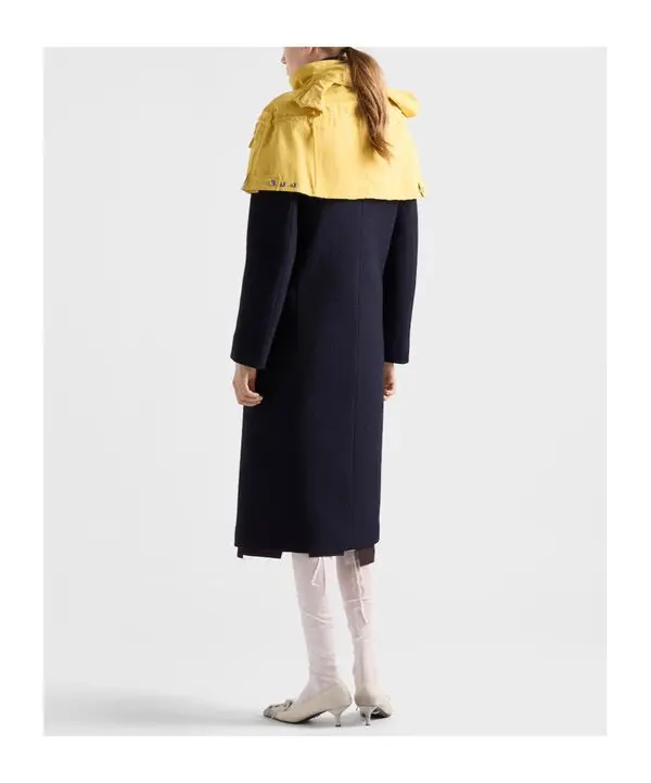 Prada Technical Fabric Capelet With Shearling Trim