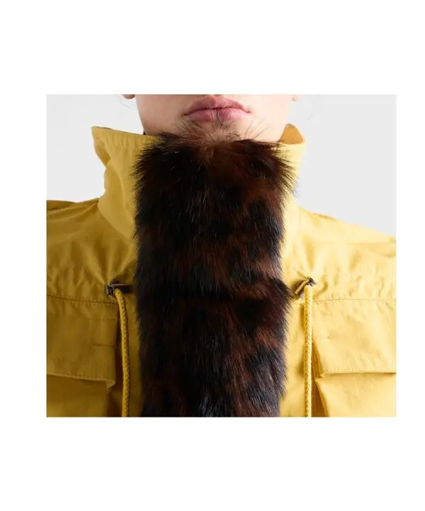 Prada Technical Fabric Capelet With Shearling Trim