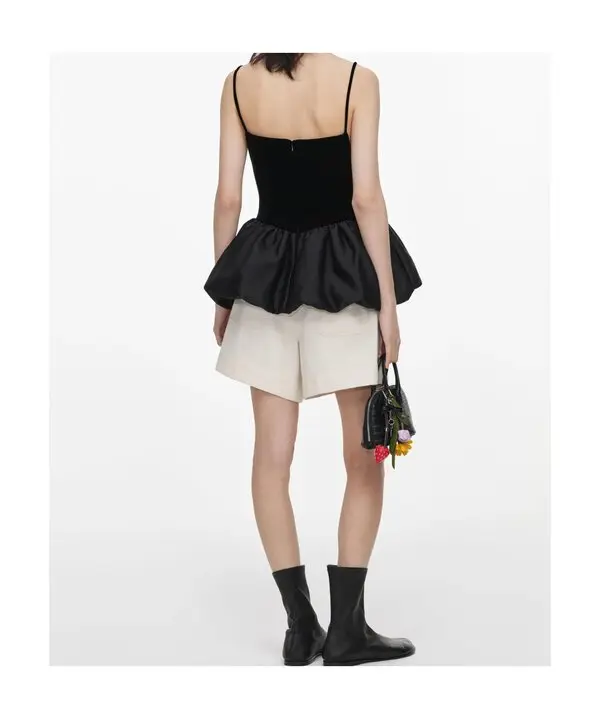 SELF-PORTRAIT Velvet Top With A Bubble Hem