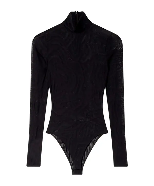 Emilio Pucci High-neck Jacquard Tulle Bodysuit