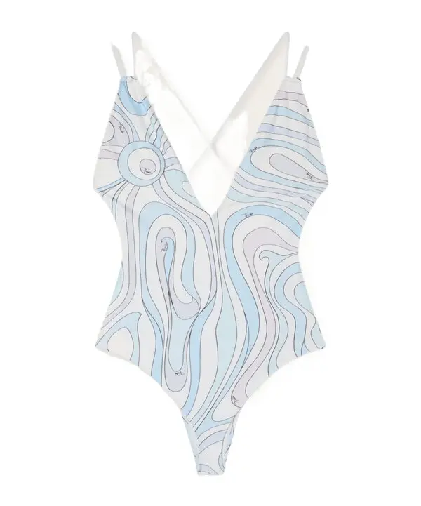 Emilio Pucci Marmo Print Swimsuit - Light Blue