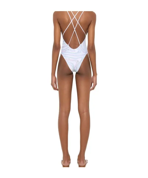 Emilio Pucci Marmo Print Swimsuit - Light Blue
