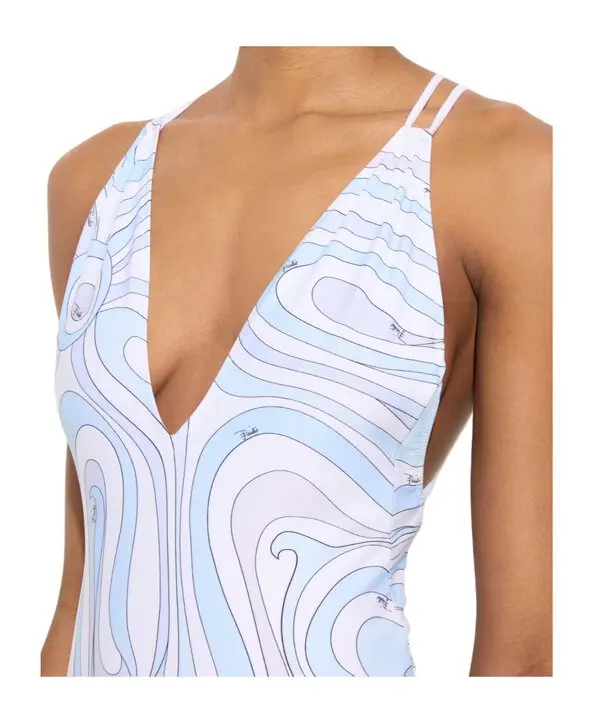 Emilio Pucci Marmo Print Swimsuit - Light Blue