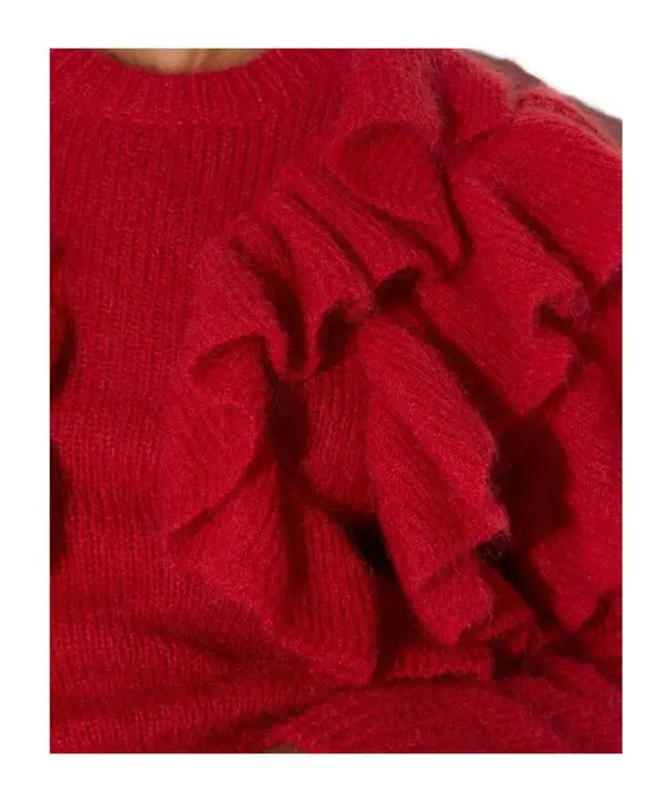Elisabetta Franchi Knit Pullover With Ruffles - Red