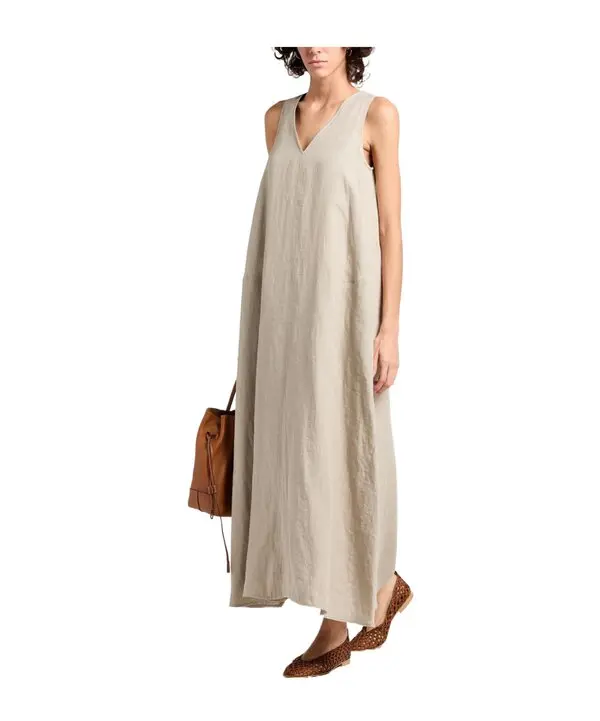 Max Mara Solid Color Linen Sleeveless Dress