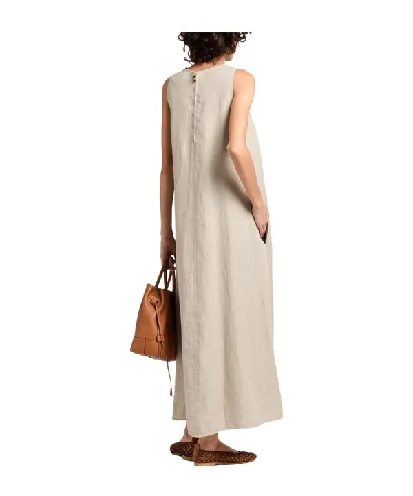 Max Mara Solid Color Linen Sleeveless Dress