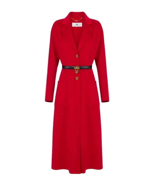 Elisabetta Franchi Coat In Double Cloth With Belt