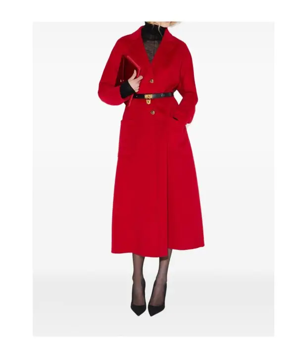 Elisabetta Franchi Coat In Double Cloth With Belt