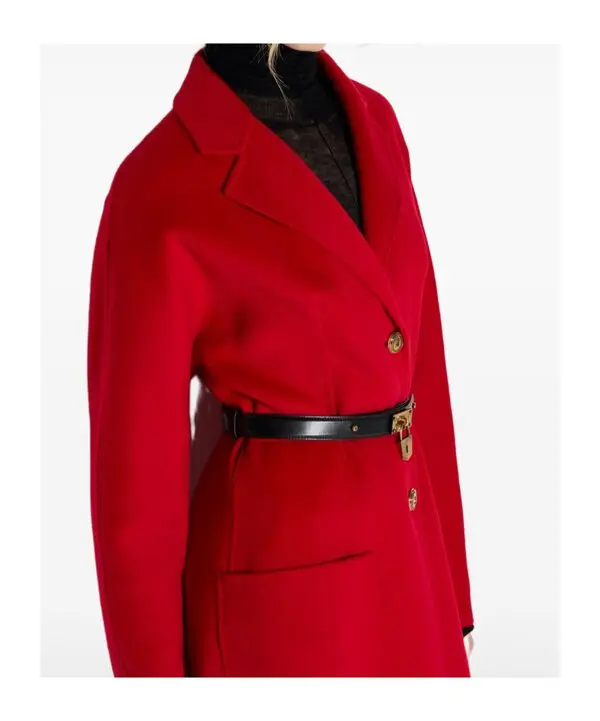 Elisabetta Franchi Coat In Double Cloth With Belt