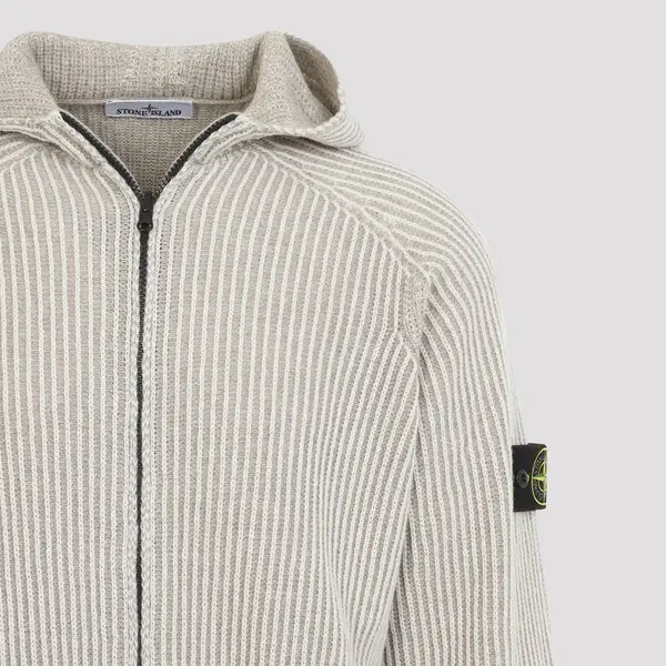 Stone Island Logo Patch Hooded Cardigan