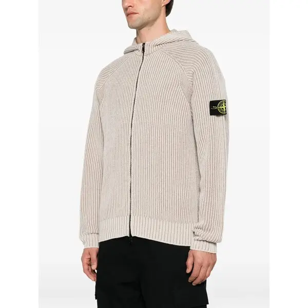 Stone Island Logo Patch Hooded Cardigan