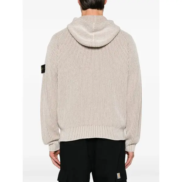 Stone Island Logo Patch Hooded Cardigan
