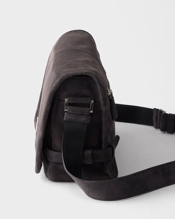 Prada Suede Shoulder Bag - Bituminous Ash Free