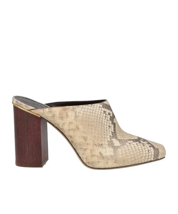 Chloé Snake-print Leather Mules