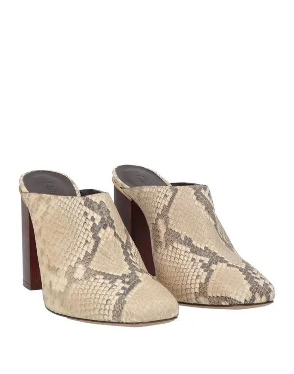 Chloé Snake-print Leather Mules