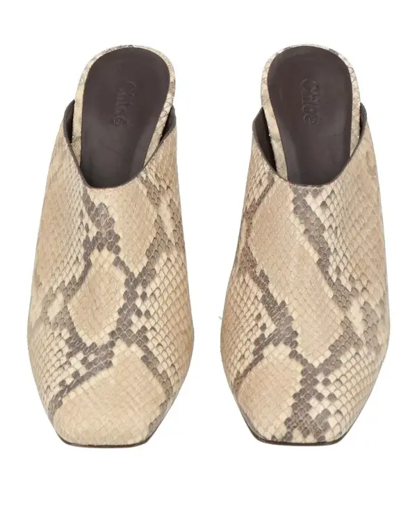 Chloé Snake-print Leather Mules