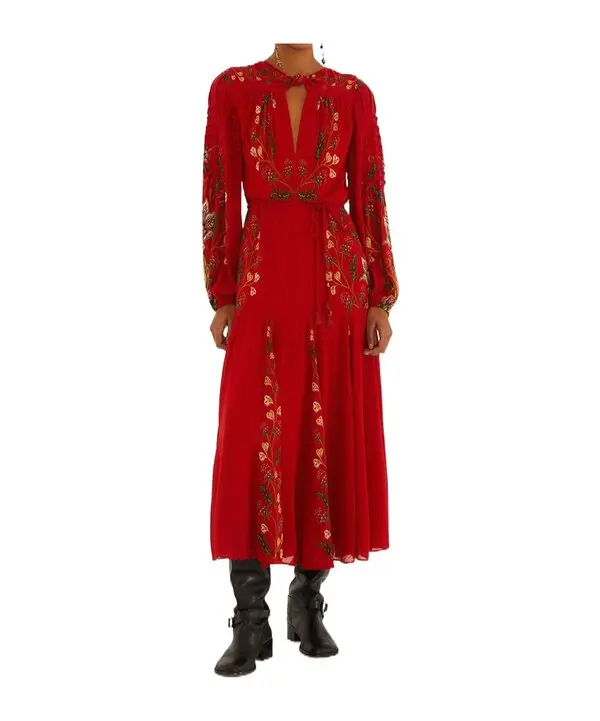 Farm Rio Floral-embroidered Maxi Dress