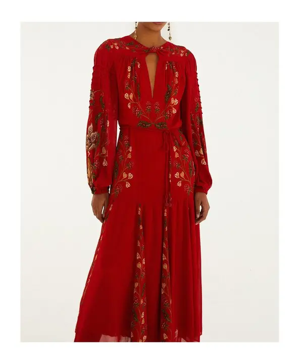 Farm Rio Floral-embroidered Maxi Dress