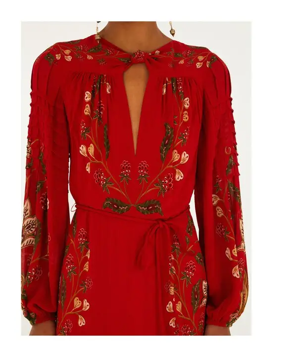 Farm Rio Floral-embroidered Maxi Dress